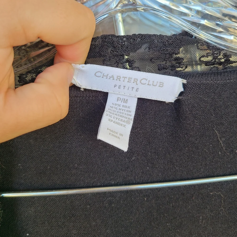 Charter Club | Sweaters | Charter Club Black Silk Cashmere Cardigan ...